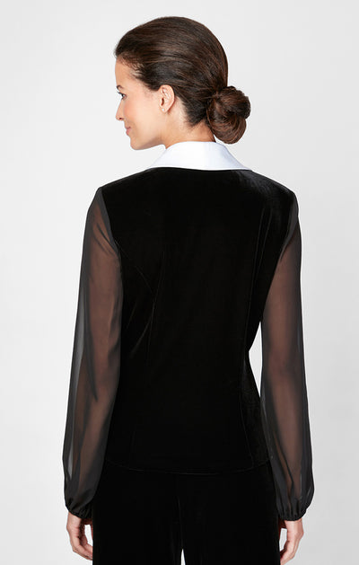Stretch Velvet Side Button Blouse